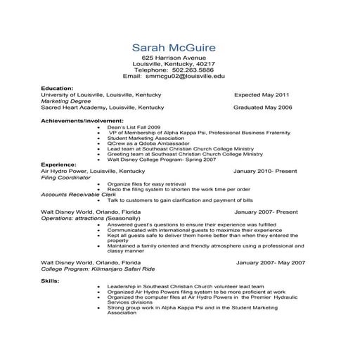 Sarah mc guire resume | PDF