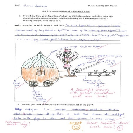 Sarah Queen Mab homework | PDF