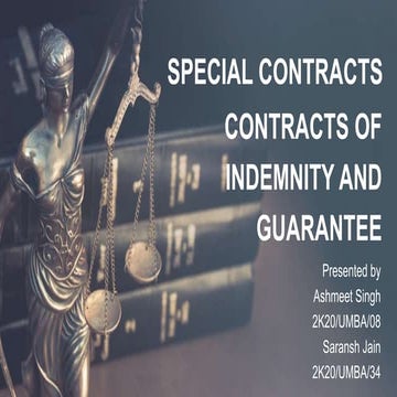 Special contracts of indemnity and guarantee - Legal aspects of ...