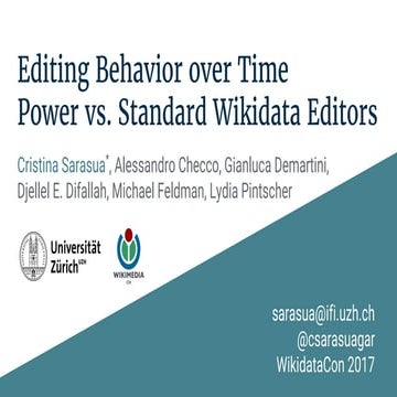 Editing Behavior over Time Power vs. Standard Wikidata Editors | PPT
