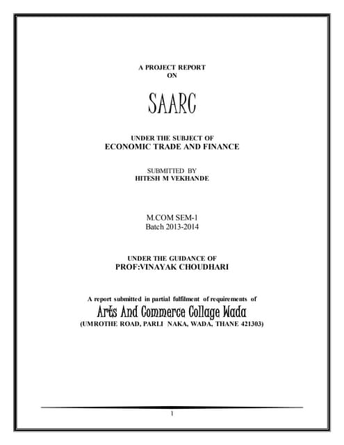 Saarc project | DOCX | Asia Travel | Travel Locations