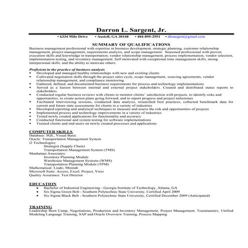 Sargent, Darron Resume | PDF