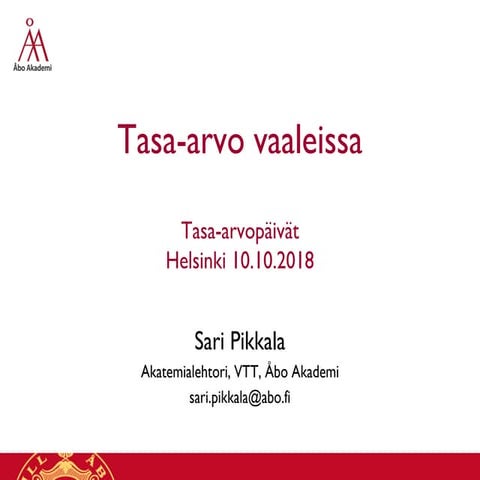 Sari Pikkala: Sukupuolten tasa-arvo vaaleissa | PDF