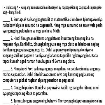 Sample Filipino Test Questions for Grade 5 Learners | PPTX