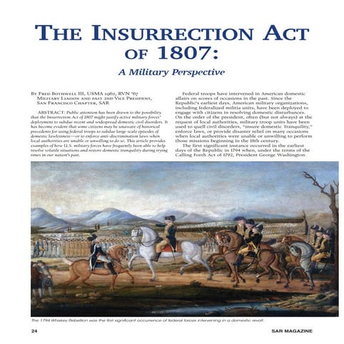 THE INSURRECTION ACT OF 1807 | PDF