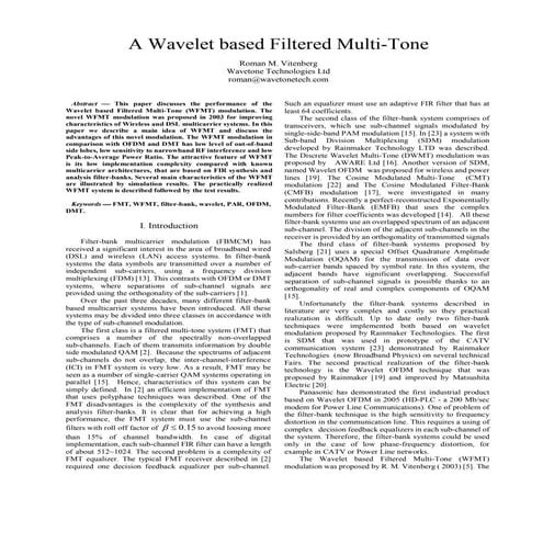 A Wavelet Based Modulation Pdf