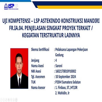 SARONI - PPT PELAKSANA LAPANGAN PEKRJAAN GEDUNG LEVEL 4.pptx