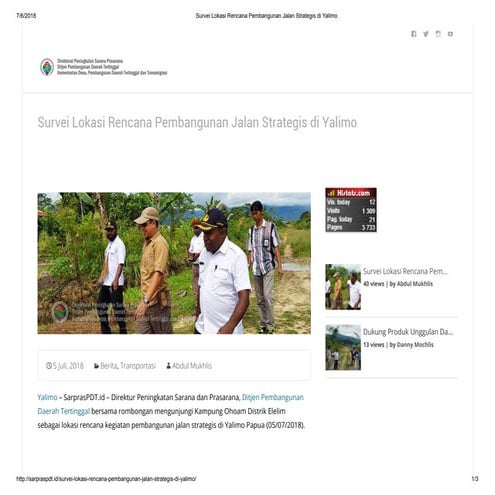 SarprasPDT.id - Survei Lokasi Rencana Pembangunan Jalan Strategis di ...