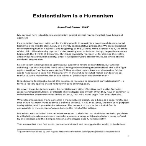 Existentialism is a Humanism - Sartre | PDF