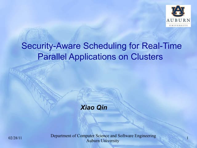Security Aware Scheduling For Real Time Parallel Applications On