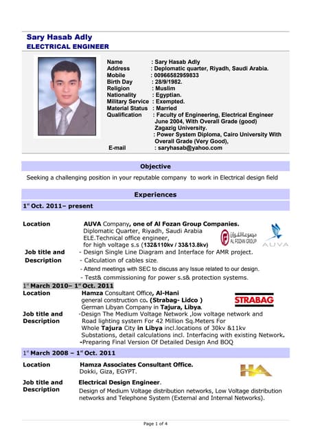 ELECTRICAL ENGINEER CV | DOCX