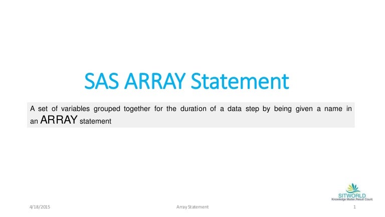 Sas Array Statement 8565
