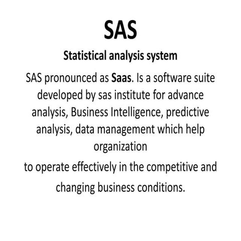 Sas Statistical Analysis System | PPTX