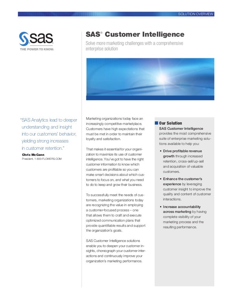 Sas Customer Intelligence Overview