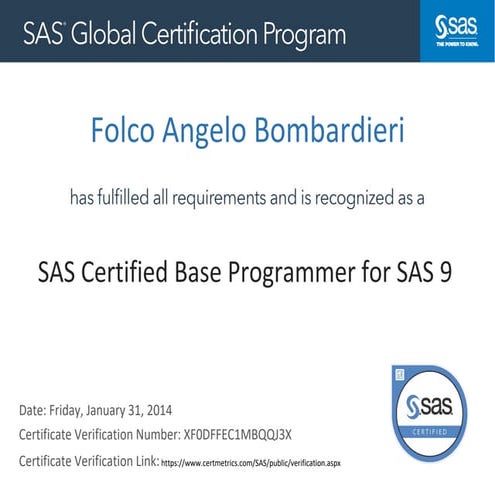 SAS Base Programmer Certification | PPT