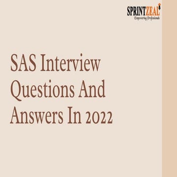 SAS INTERVIEW QUESTIONS AND ANSWERS IN 2022 | PDF