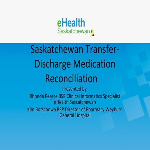 Saskatchewan Transfer Discharge Medication Reconciliation Form Overview ...