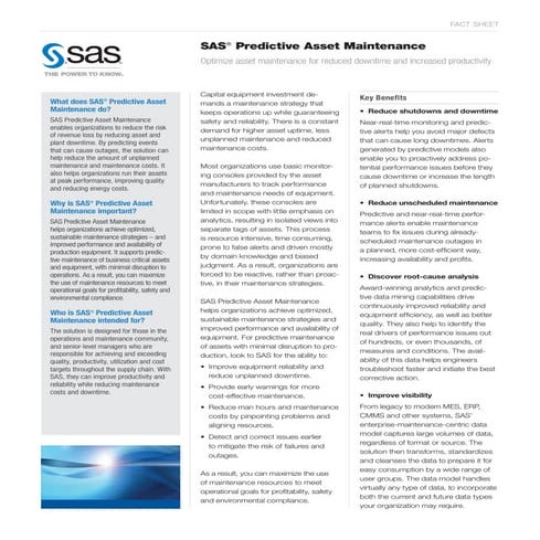 Sas Predictive Asset Maintenance | PDF | Computing | Technology & Computing