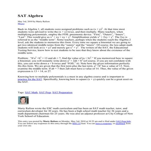 SAT Algebra | PDF