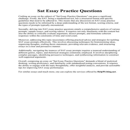 Sat Essay Practice Questions | PDF