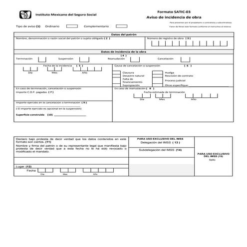 Satic 03 aviso_de_incidencia_de_obra | PDF