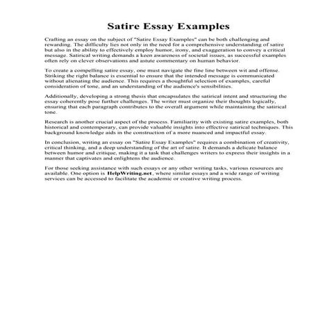 Satire Essay Examples | PDF