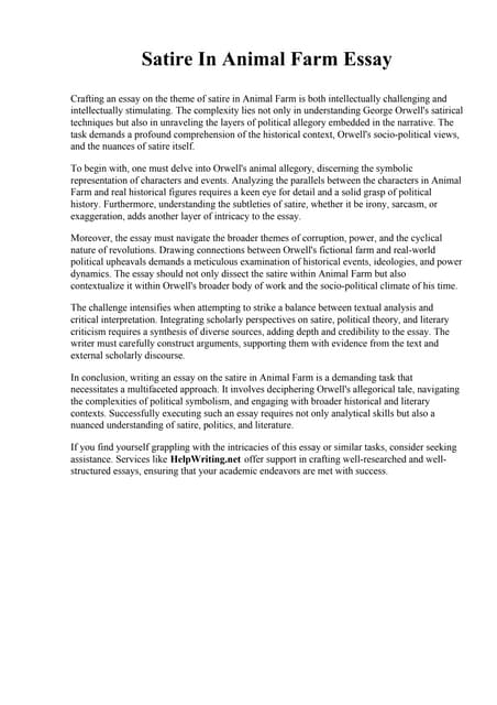 Essay On Animal Farm By George Orwell. Mitchell Hamline School of Law | PDF