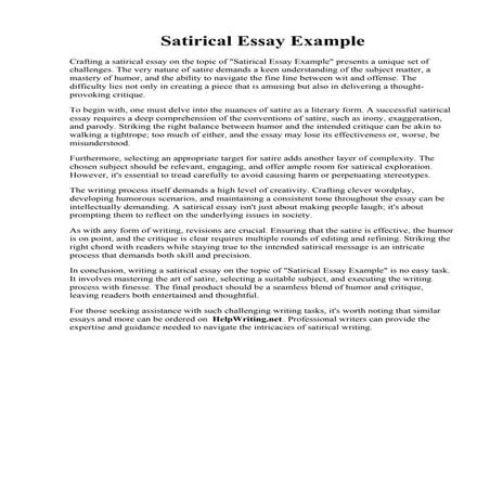 Satirical Essay Example. Famous satirical essays. Top 10 Great ...