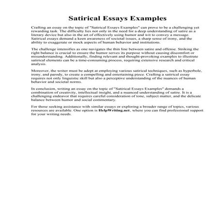 Satirical Essays Examples | PDF