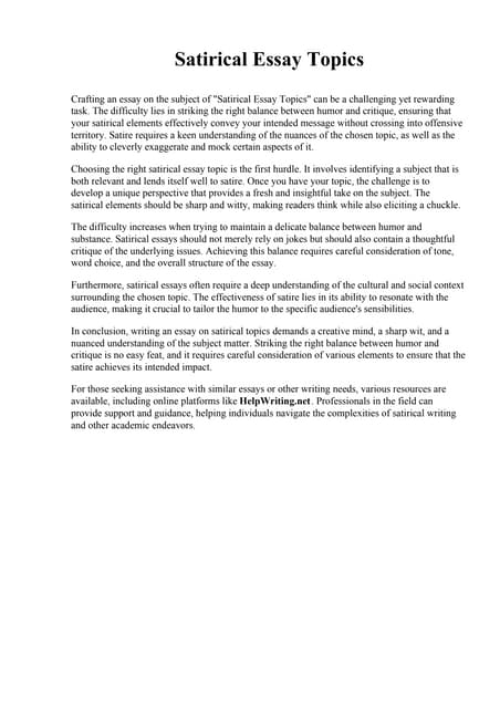 Example Of A Satirical Essay.pdf
