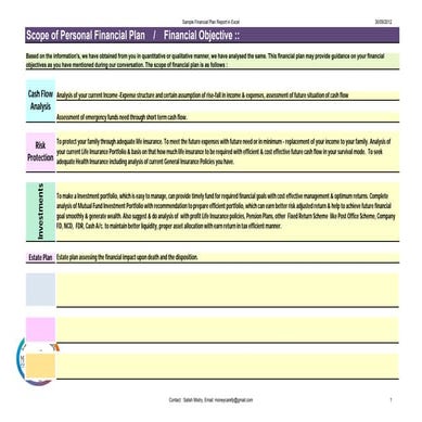 Satish mistry comprehensive personal financial plan | PDF | Life ...