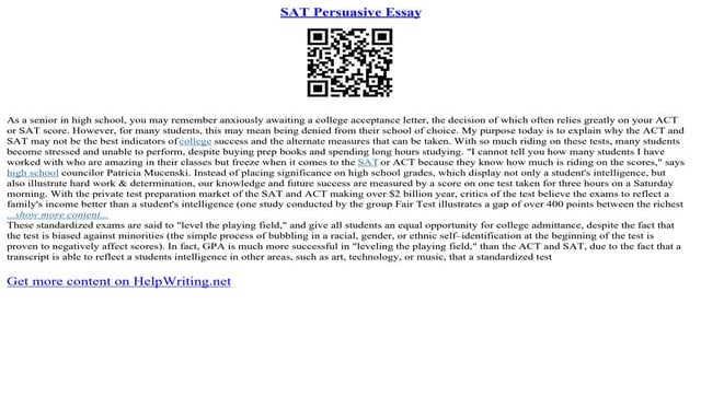 Sat Essay Help