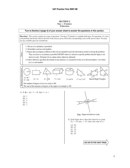 SAT practice test A answer key | PDF