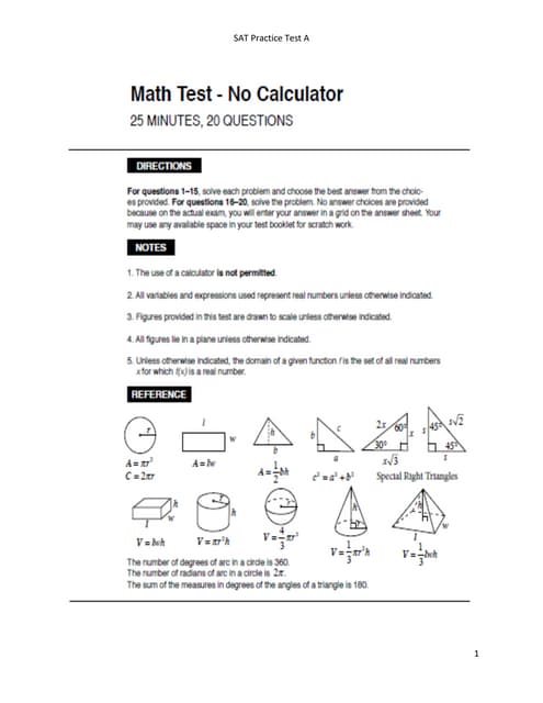 SAT practice test ans key 2003-04 | PDF