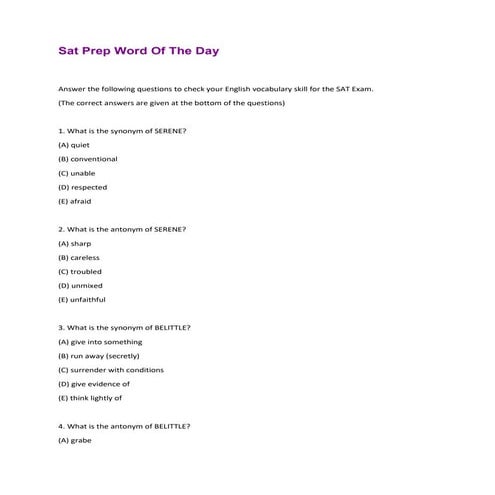 Sat Prep Word Of The Day | PDF | Off-Road Vehicles | Auto Body Styles