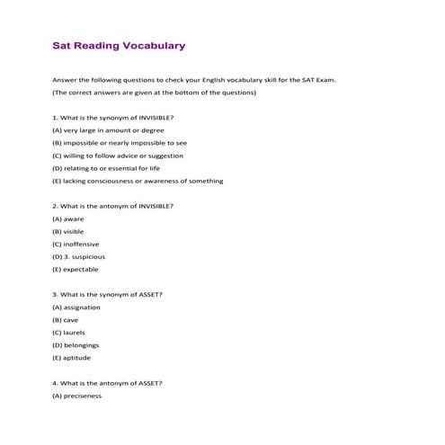 Sat Reading Vocabulary In Context | PDF