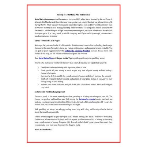 Satta matka,fix jodi number,satta matka tips,matka result | PPT