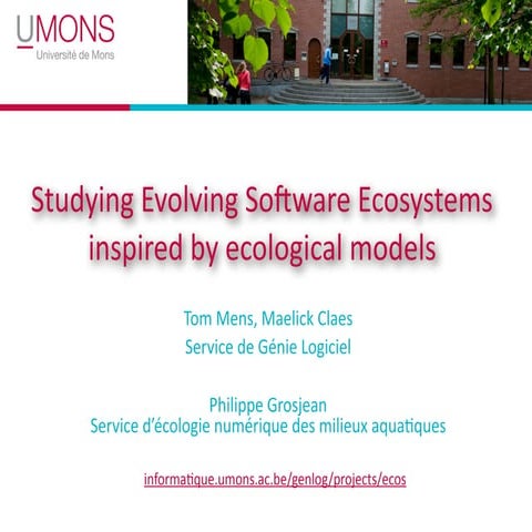 Studying Evolving Software Ecosystems Inspired by Ecological Models | PPT