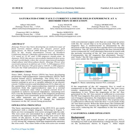 Saturated core fault current limiter field experience at a distribution substation | PDF | Power ...