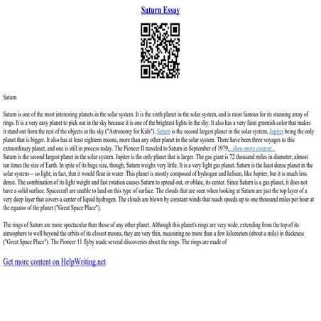 Saturn Essay | PDF