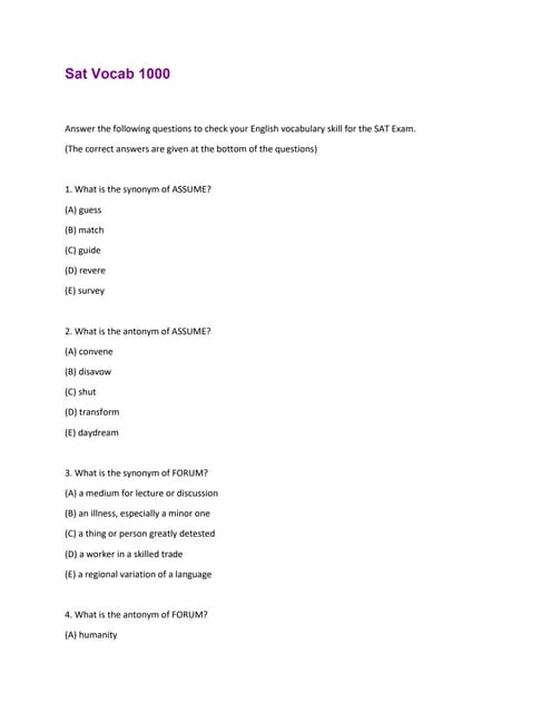 Sat Reading Vocabulary In Context | PDF