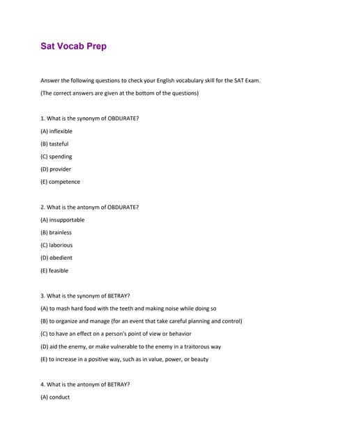 Sat Reading Vocabulary In Context | PDF