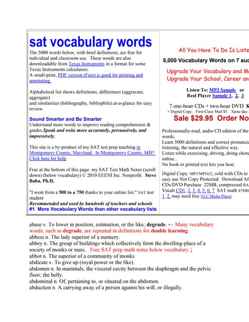 5000 Sat Words With Definitions | PDF