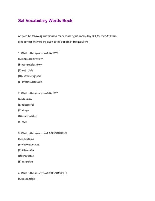 5000 Sat Vocabulary Words | PDF | Food & Drink