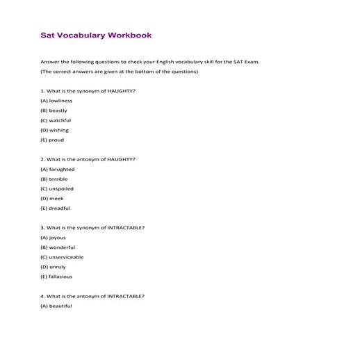 Sat Vocabulary Workbook | PDF