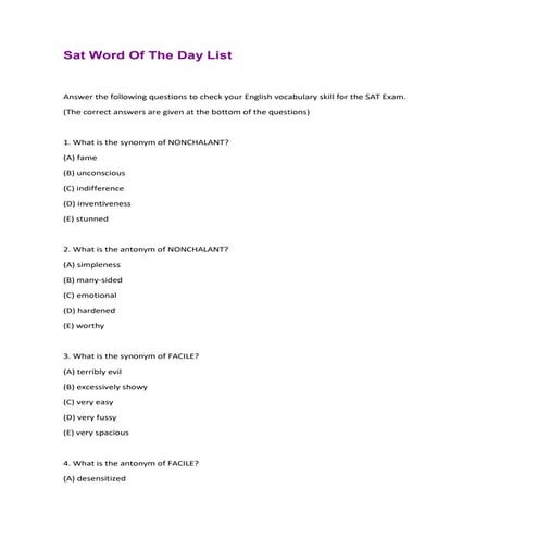 Sat Word Of The Day List | PDF | Law