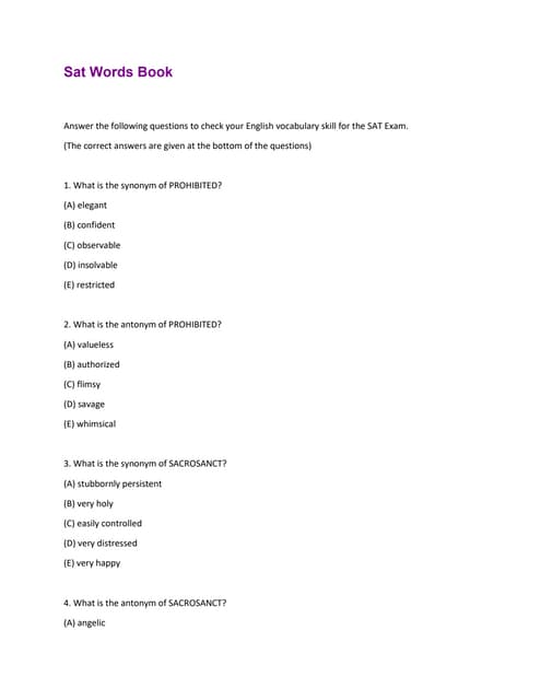262 Sat Words | PDF
