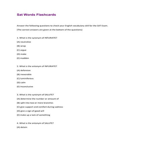 100 Sat Words Beginning With A | PDF