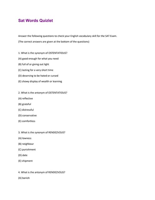 Words In Context Sat Practice Questions | PDF