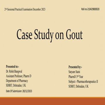 Gout Case Presentation Assignment College | PPTX